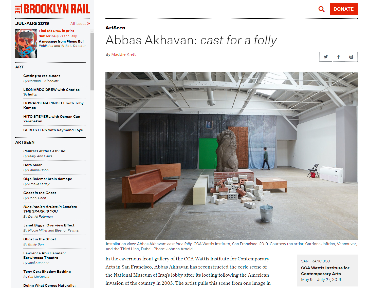 Abbas Akhavan: cast for a folly – Lindsey DeVries